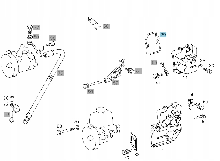 USZCZELKA PODSTAWY ŁAPY POMPY HYDRAULICZNEJ MERCEDES SILNIK M111 ...