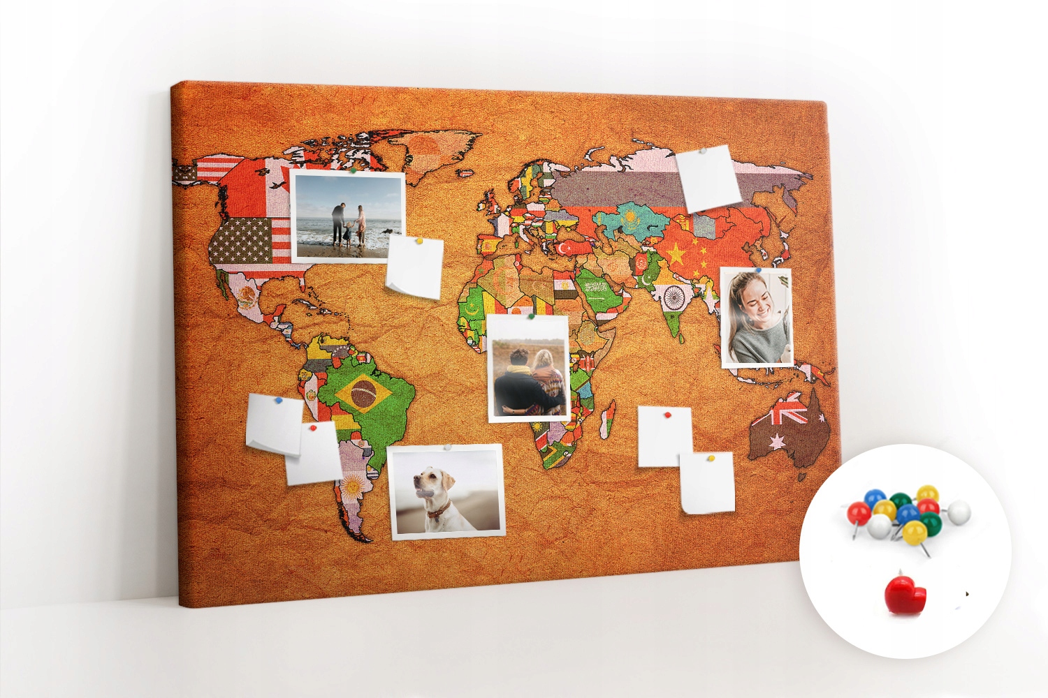 Tablica Korkowa Na Zdjęcia Mapa Świata Z Flagami (4068302629202) • Cena ...