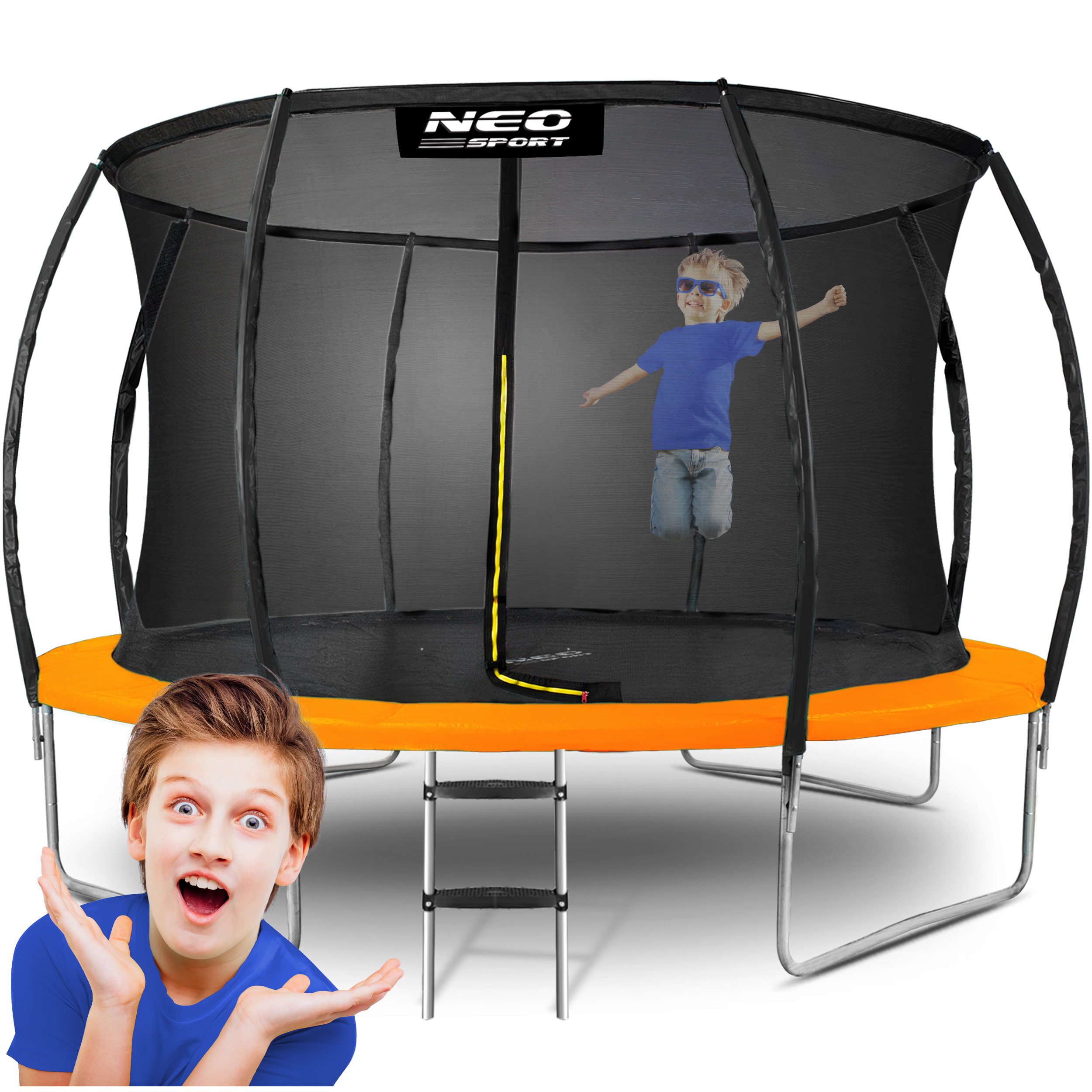 TRAMPOLINA OGRODOWA DLA DZIECI z SIATKĄ WEWNĘTRZNĄ 374cm 12ft NEOSPORT (5903890603113) • Cena ...