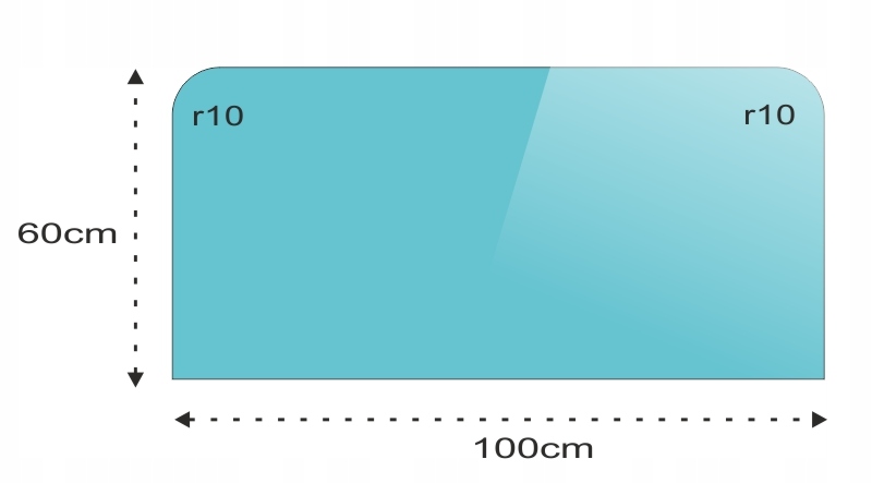 SZYBA HARTOWANA POD PIEC KOMINEK SZKŁO 60x100cm zaokrąglone rogi ...