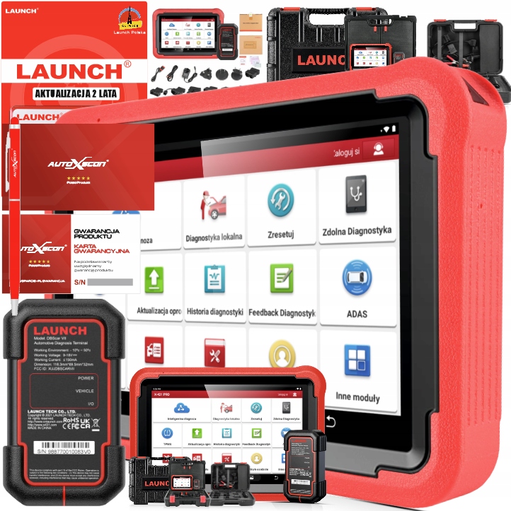 LAUNCH X431 PROS V 5.0 + 2 walizki NOWY MODEL CZERWONY 25r JPL 2 LATA ...