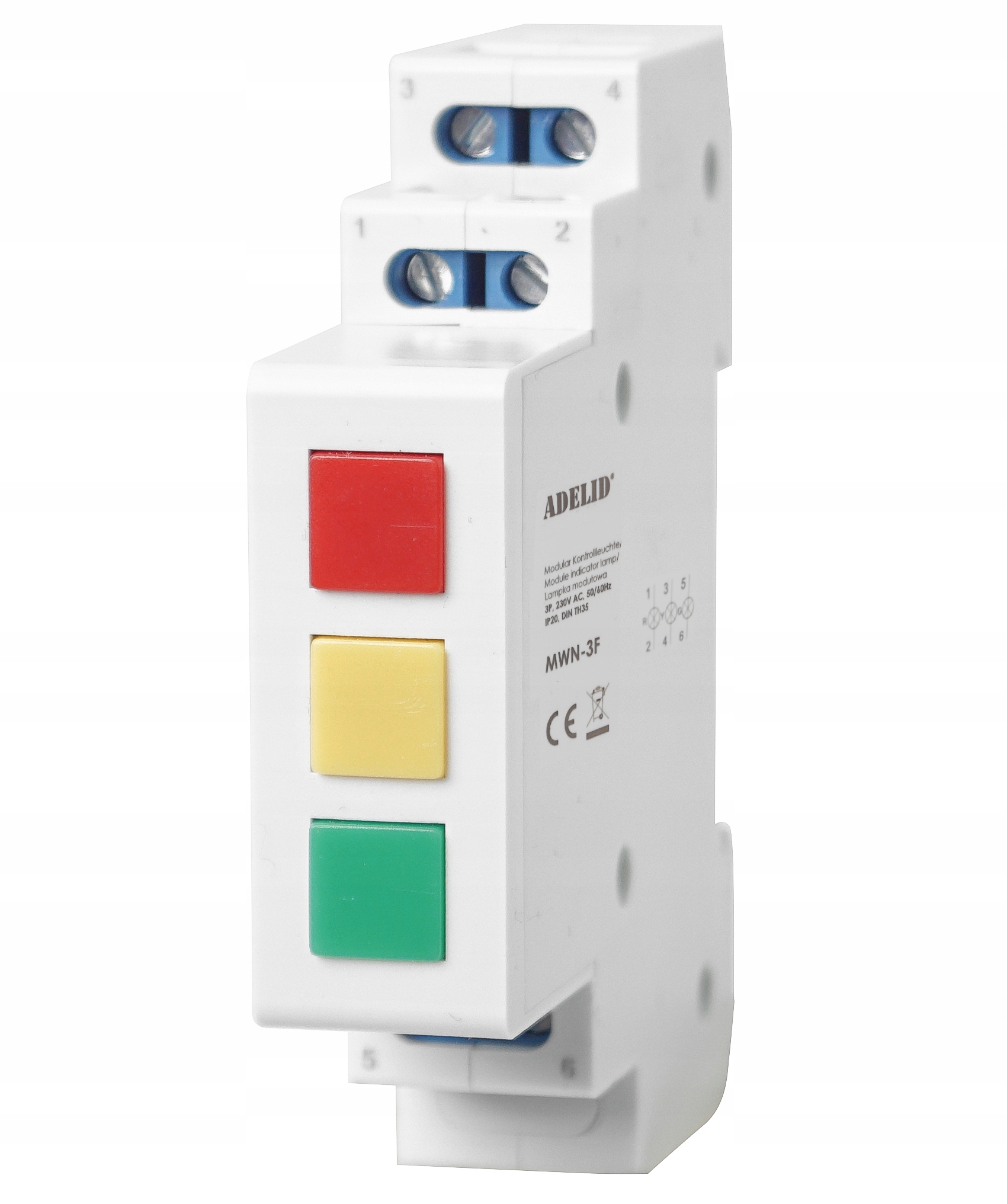 LAMPKA SYGNALIZACYJNA 3-FAZ WSKAŹNIK NAPIĘCIA LED (WSKAŹNIK KONTROLNA MODUŁOWA 3 FAZOWA 1M ...