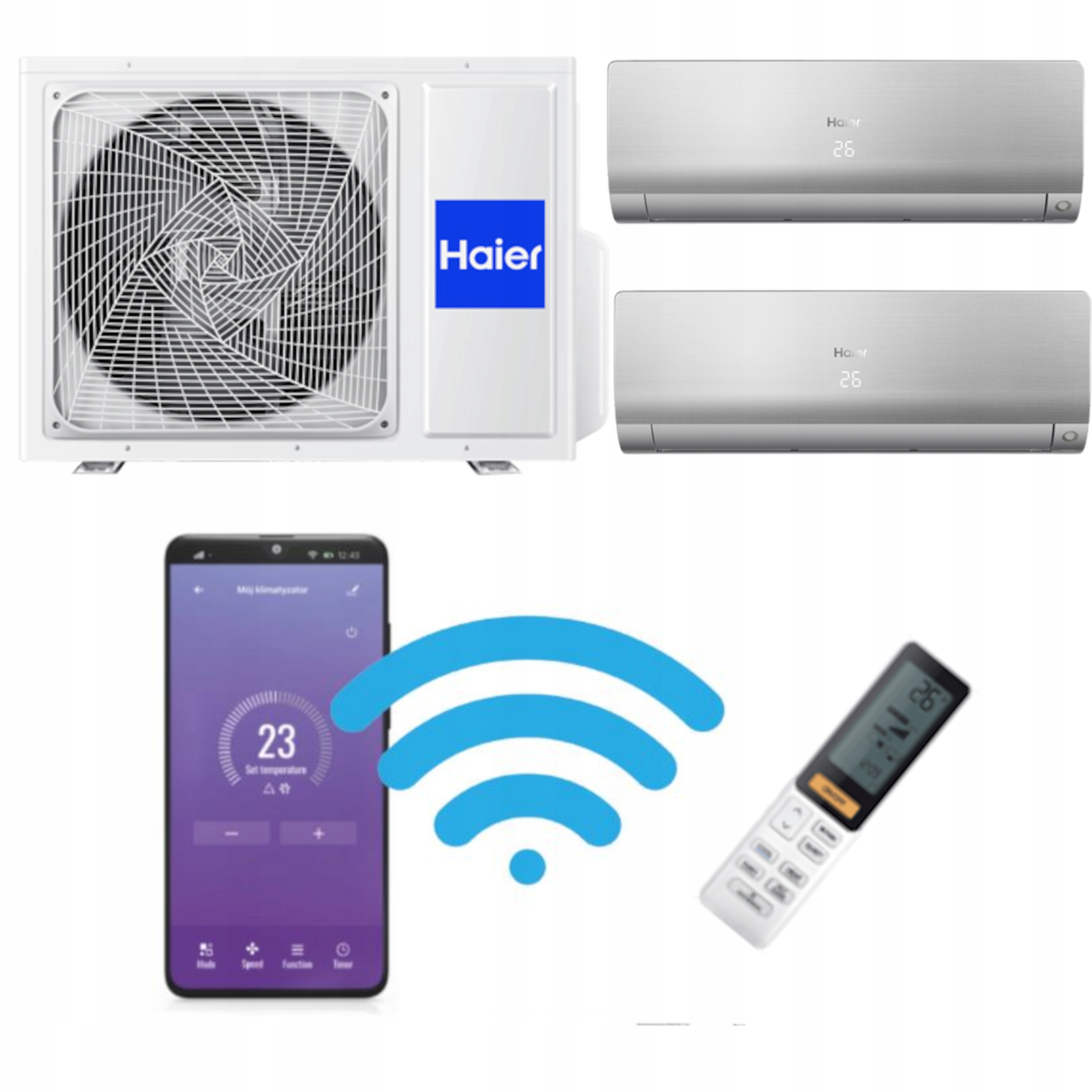 Klima MULTI SPLIT 2:1 Haier Flexis Silver 2,6kW • Cena, Opinie ...