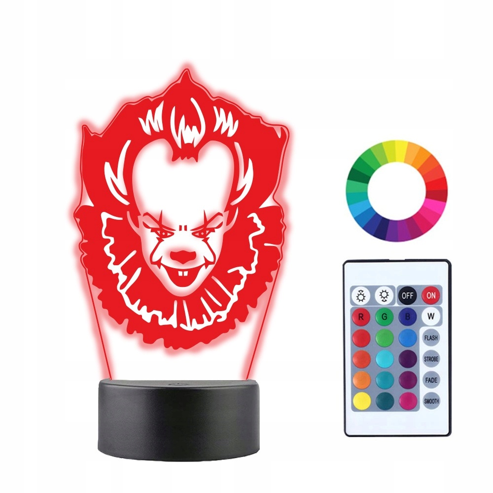 Lampka Nocna 3D Led PENNYWISE HORROR IMIĘ Grawer (5905342807674) • Cena ...