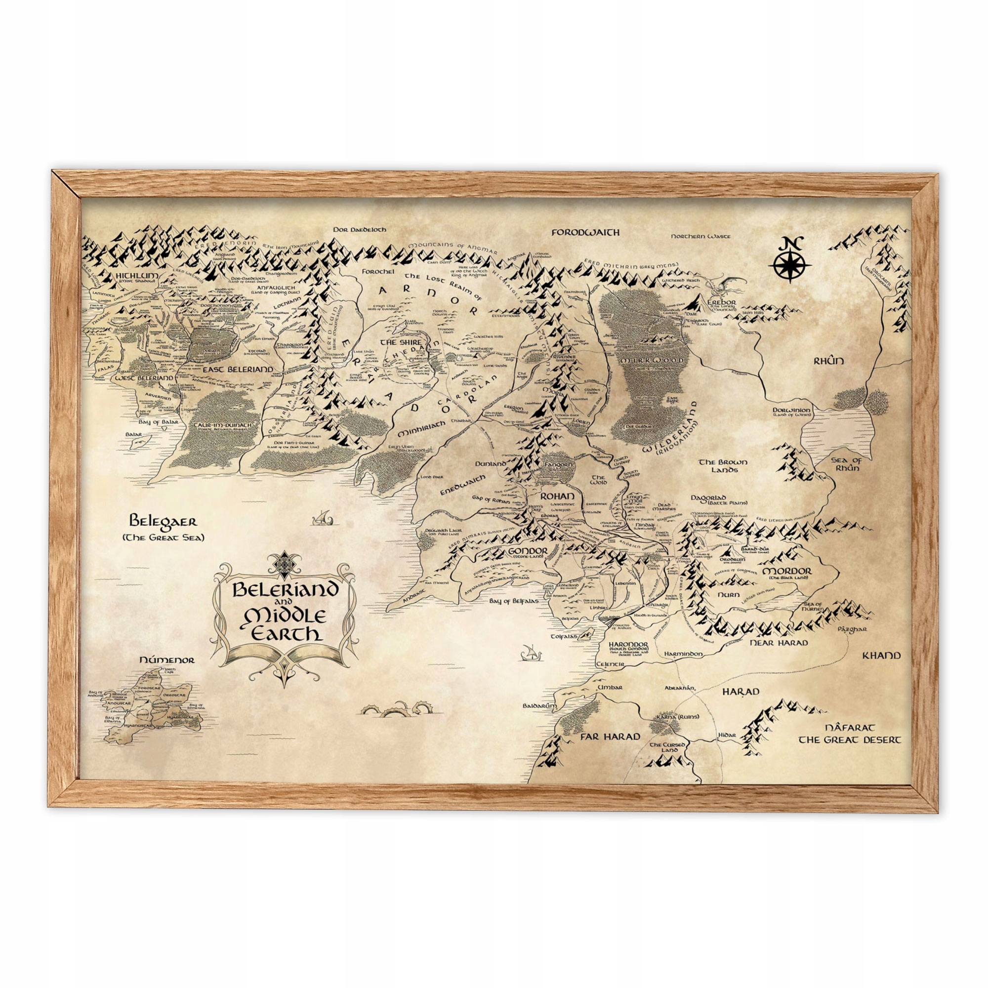Plakat w ramie Mapa Middle Earth w ramie 297 x 210 cm • Cena, Opinie • Plakaty 17002836231 • Allegro