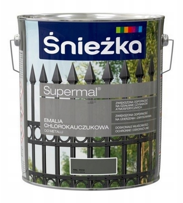 Śnieżka Chlorokauczuk SZARY JASNY RAL7010 10L farba metalu betonu ...