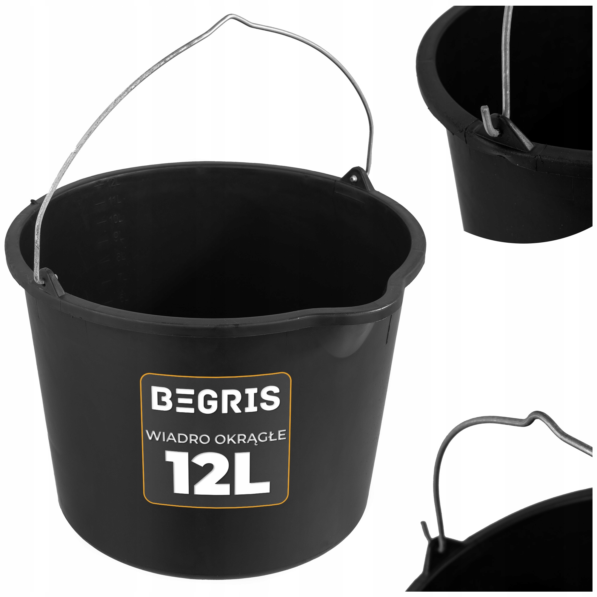 Wiadro budowlane plastikowe czarne 12L (5904619701974) • Cena, Opinie ...