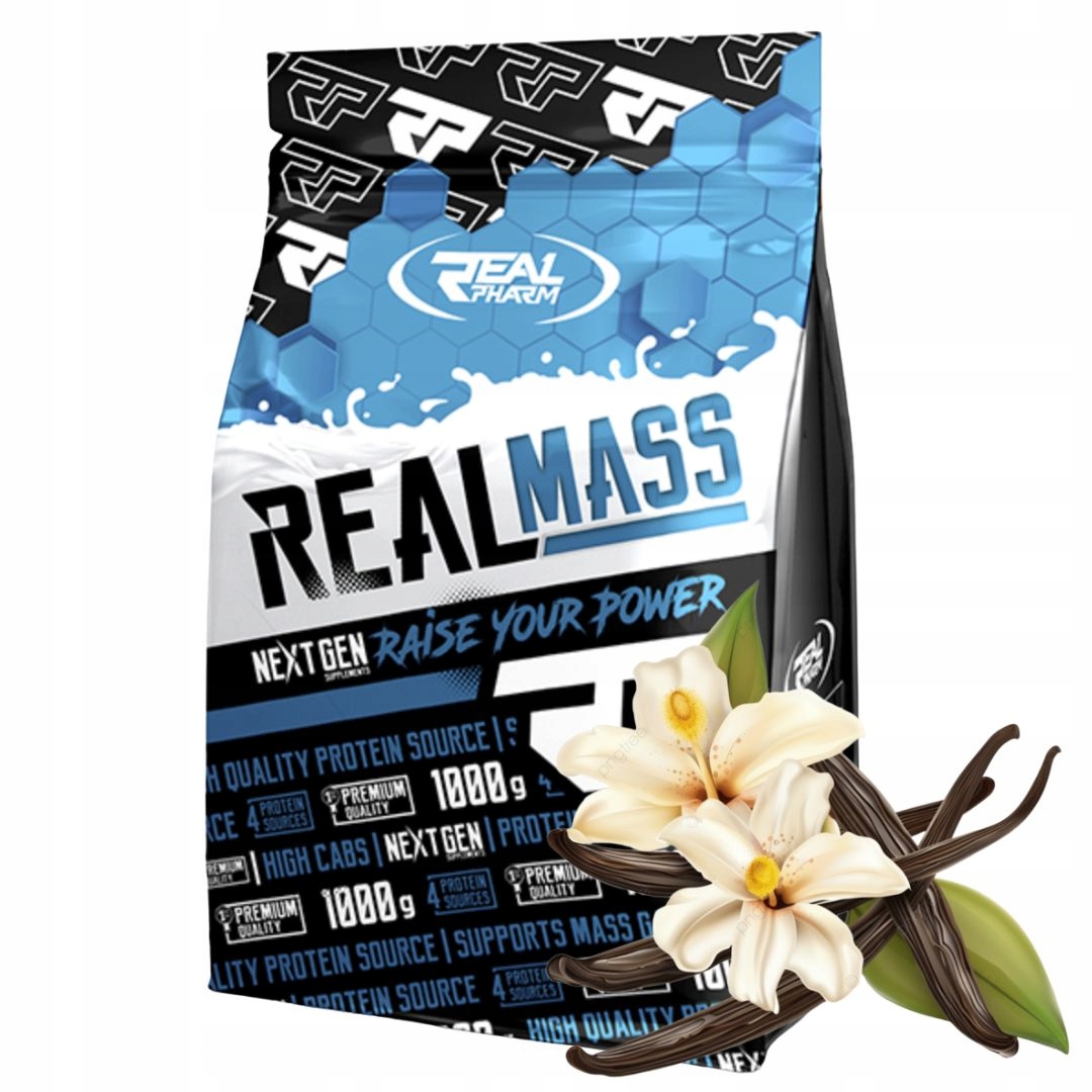 REAL PHARM REAL MASS 1000g MEGA GAINER FEHÉRJE ERŐ IZOM REGENERÁCIÓ, (5902444700285) • Ár ...