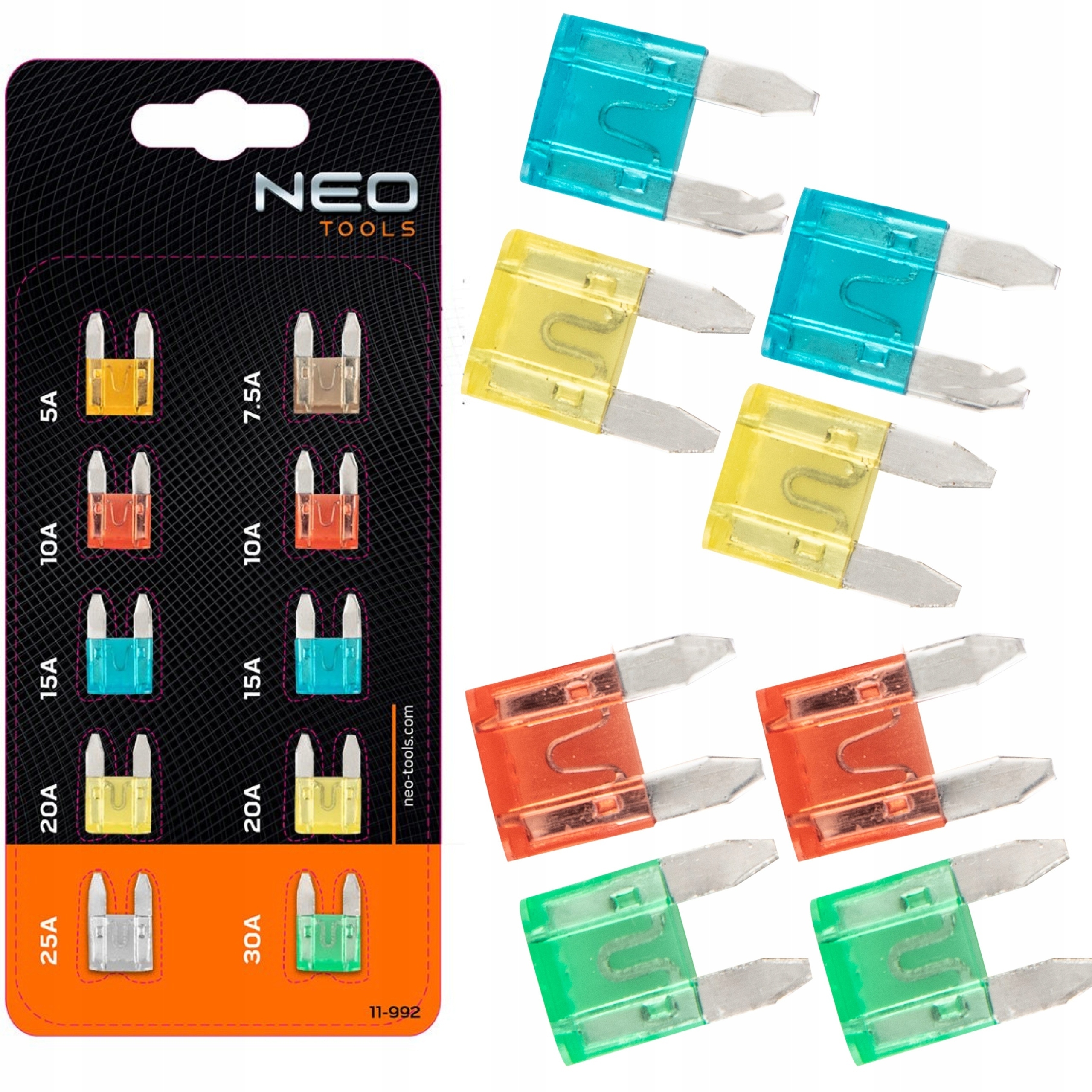 NEO TOOLS ZESTAW BEZPIECZNIKÓW SAMOCHODOWYCH, 10 SZT TOPEX BLISTER 11 ...