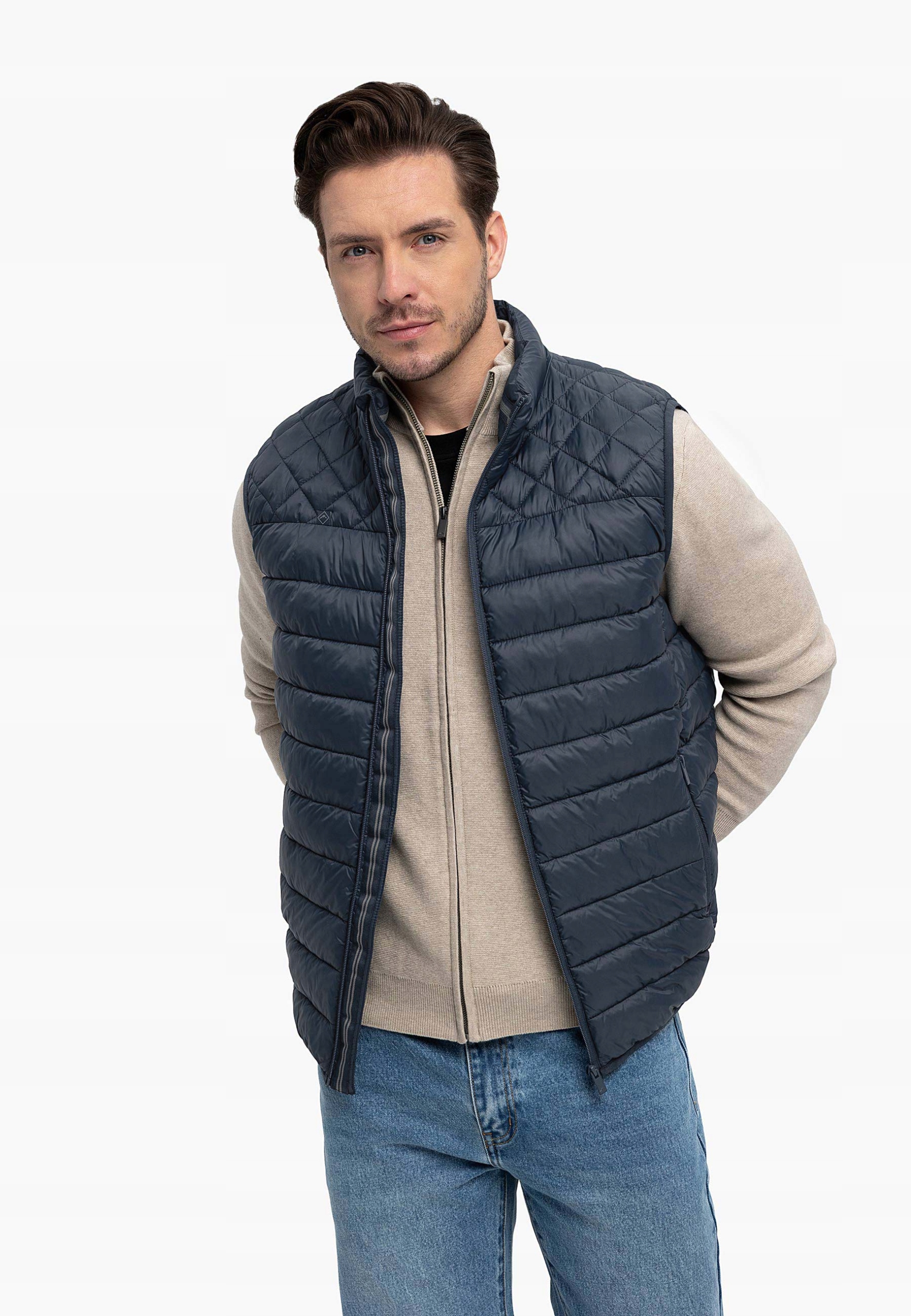 MĘSKI BEZRĘKAWNIK ZE STÓJKĄ PIKOWANY NIEBIESKI VOLCANO V-MER XXL • Cena, Opinie - Allegro