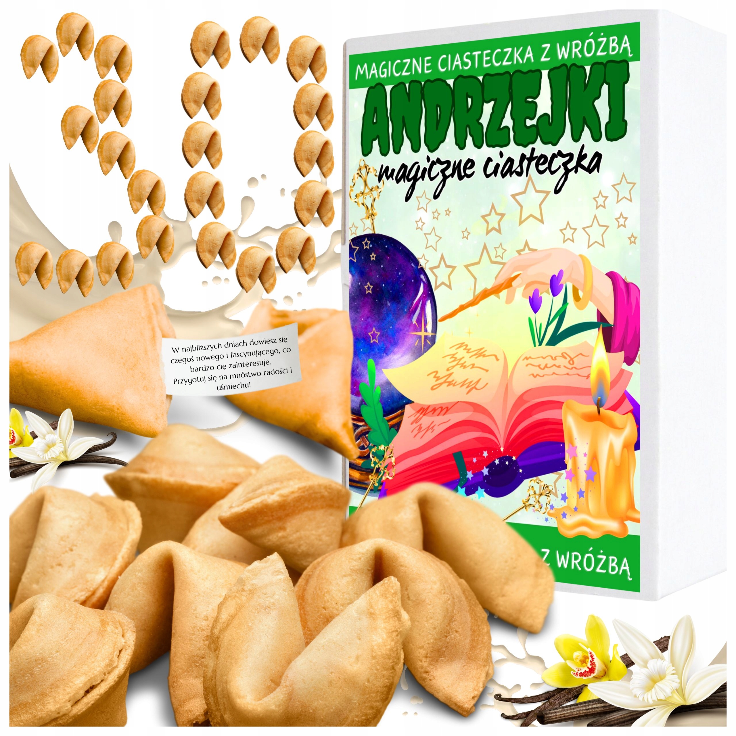 Zestaw andrzejkowych ciasteczek z wróżbą Magia Gift na prezent party 30 ...