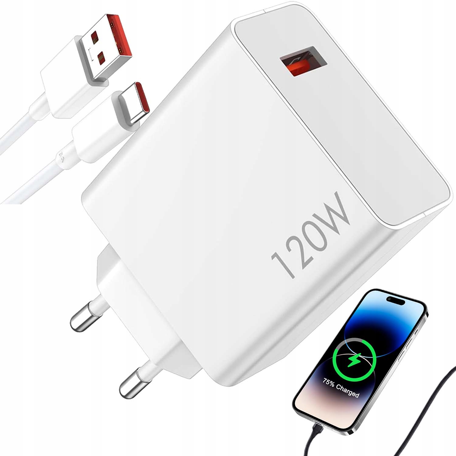 SZYBKA ŁADOWARKA SIECIOWA 120W DLA XIAOMI POCO F5 X5 PRO ULTRASZYBKA 1M ...