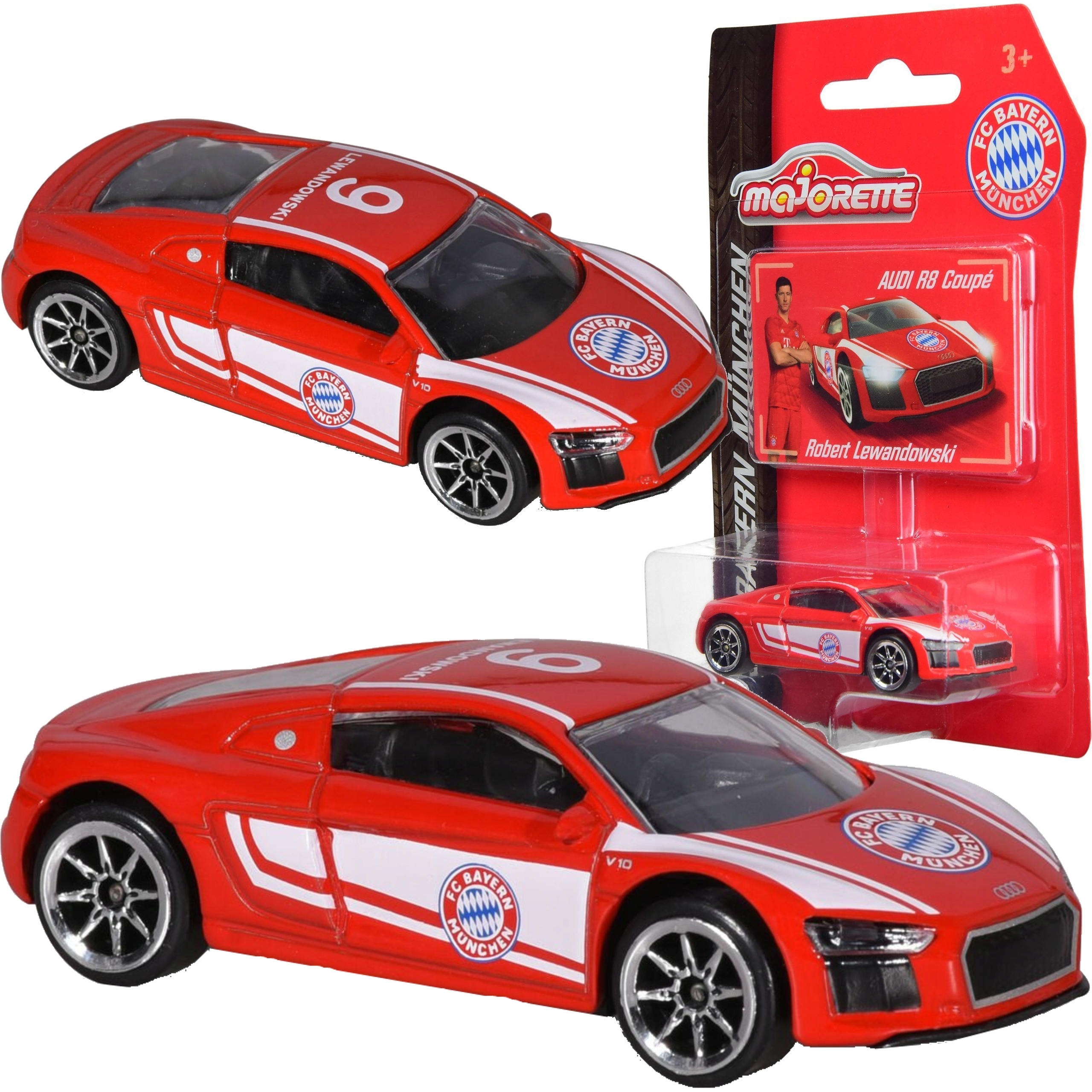 Auto Majorette Audi R8 Coupe FC Bayern Monachium Lewandowski czerwone ...