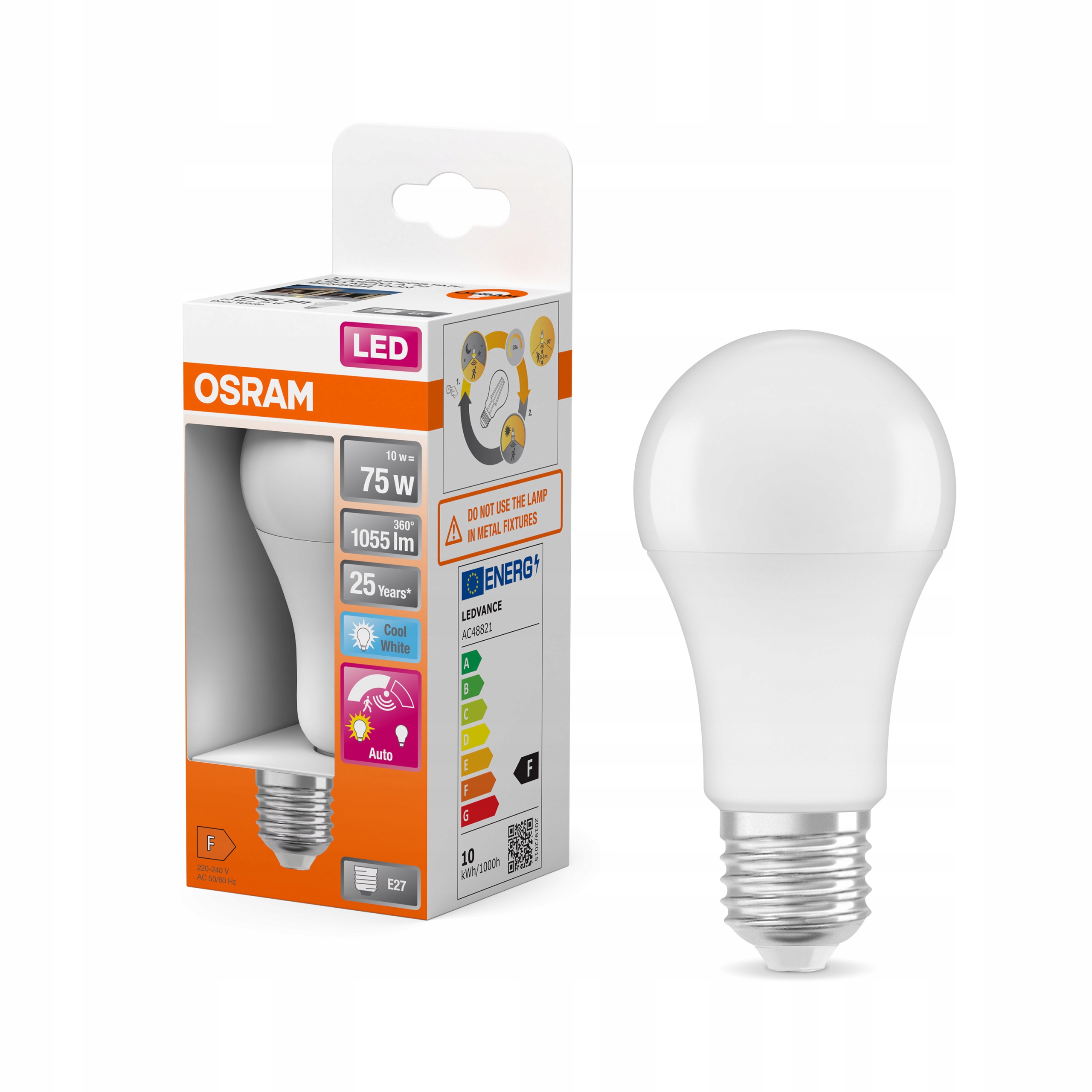 Żarówka LED 10W 75W E27 Osram Czujnik Ruchu 40000K (4099854129377 ... Żarówka LED 10W 75W E27 Osram Czujnik Ruchu 40000K (4099854129377 ...