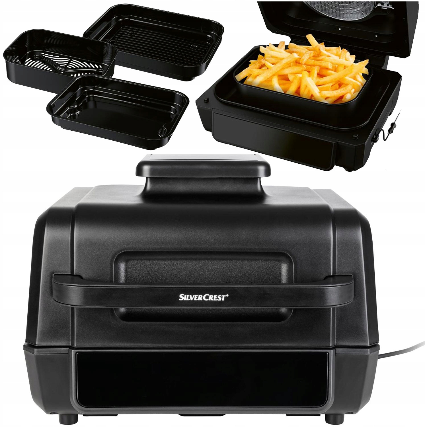 2v1 Beztukový gril a fritéza Silvercrest SHFG 2460 AirFryer Digitální ...