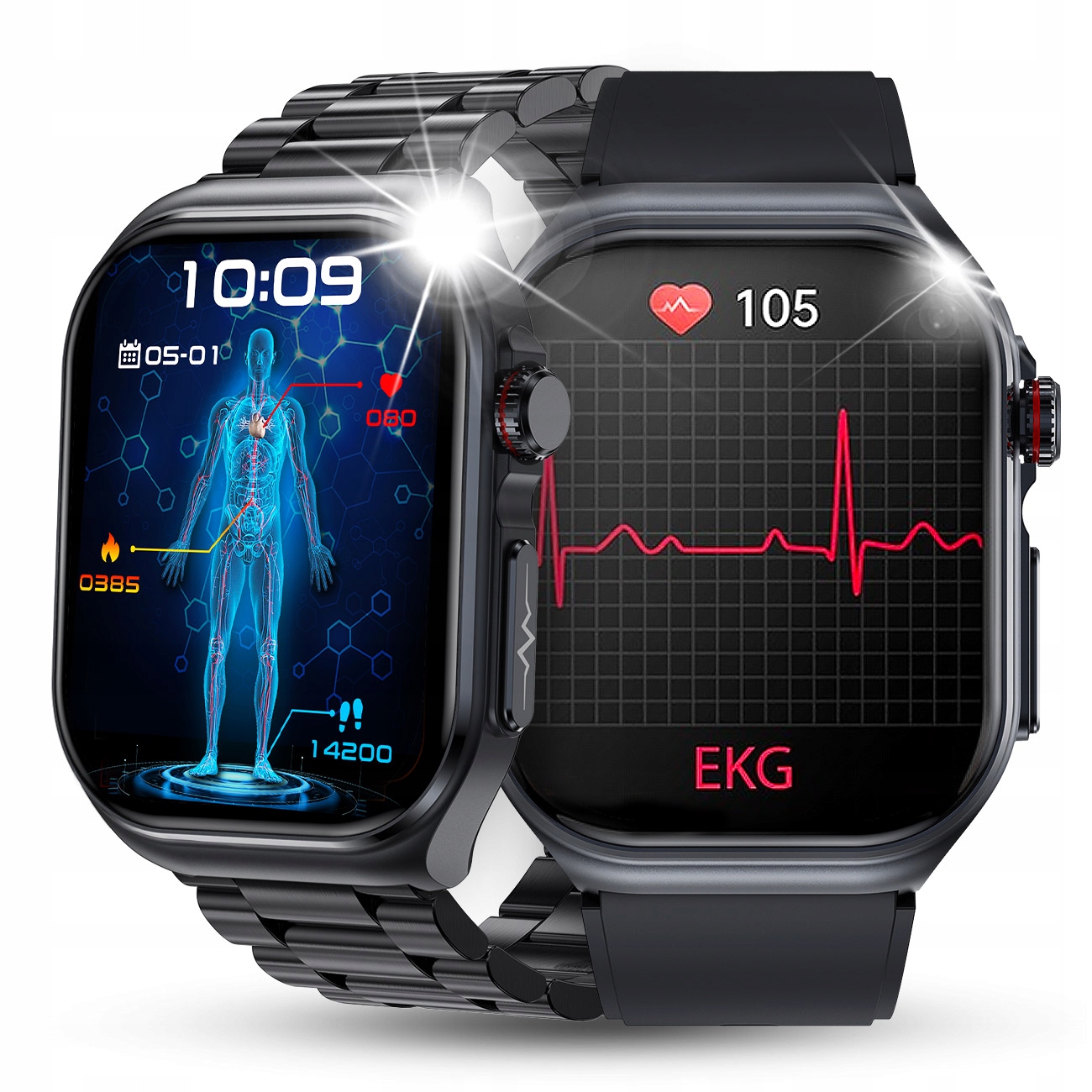 SMARTWATCH DLA SENIORA ZEGAREK EKG POMIAR CIŚNIENIA POWIADOMIENIA MENU ...