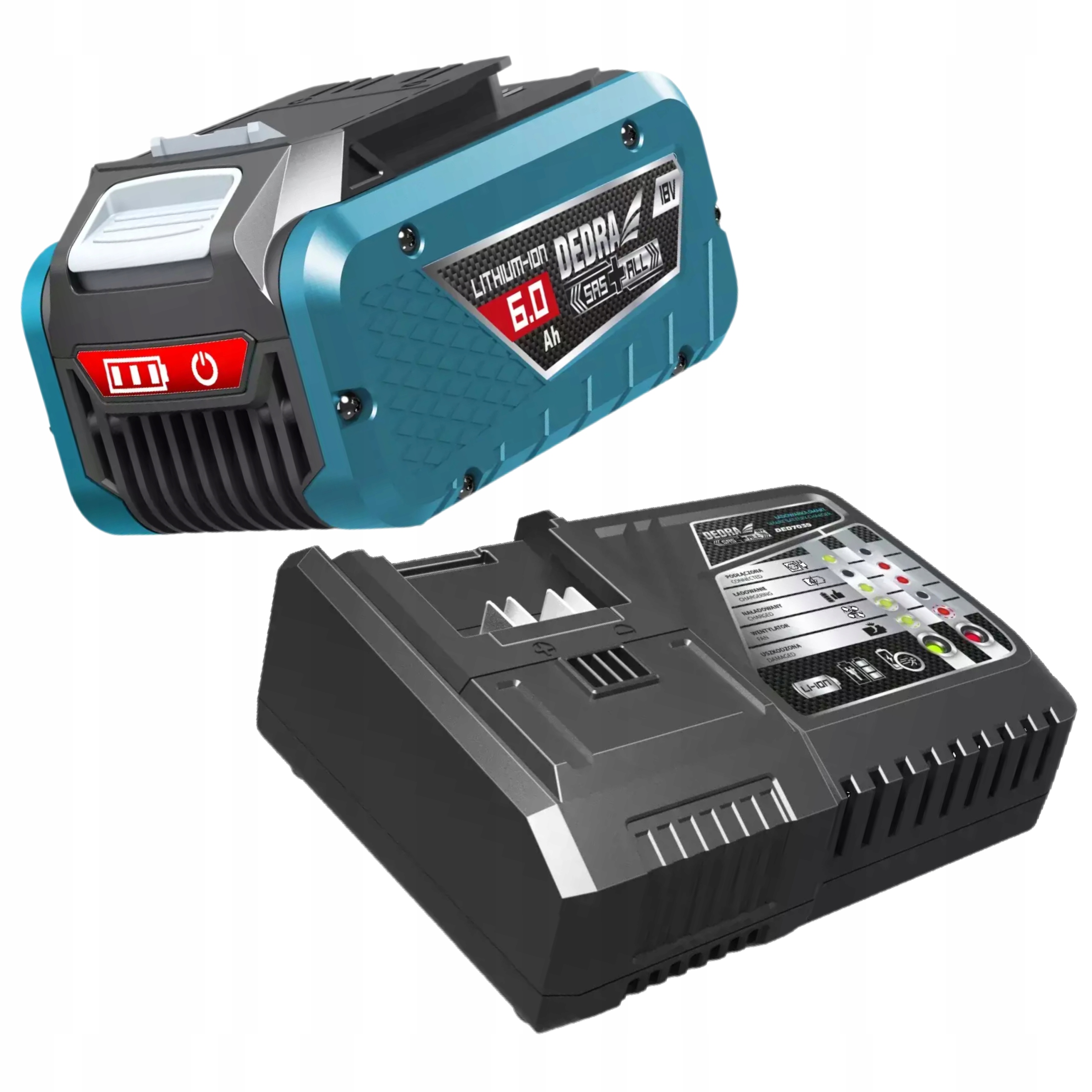 SZYBKA ŁADOWARKA DEDRA AKUMULATOR LI-ion 18V + 6Ah (5902628703903 ... SZYBKA ŁADOWARKA DEDRA AKUMULATOR LI-ion 18V + 6Ah (5902628703903 ...