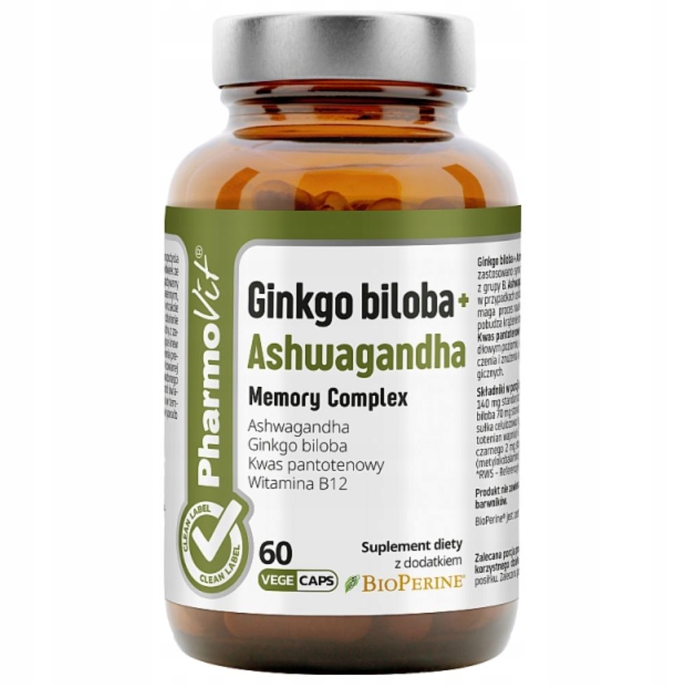 Ashwagandha Memory Complex PharmoVit Ginkgo Koncentracja 60 kaps ...