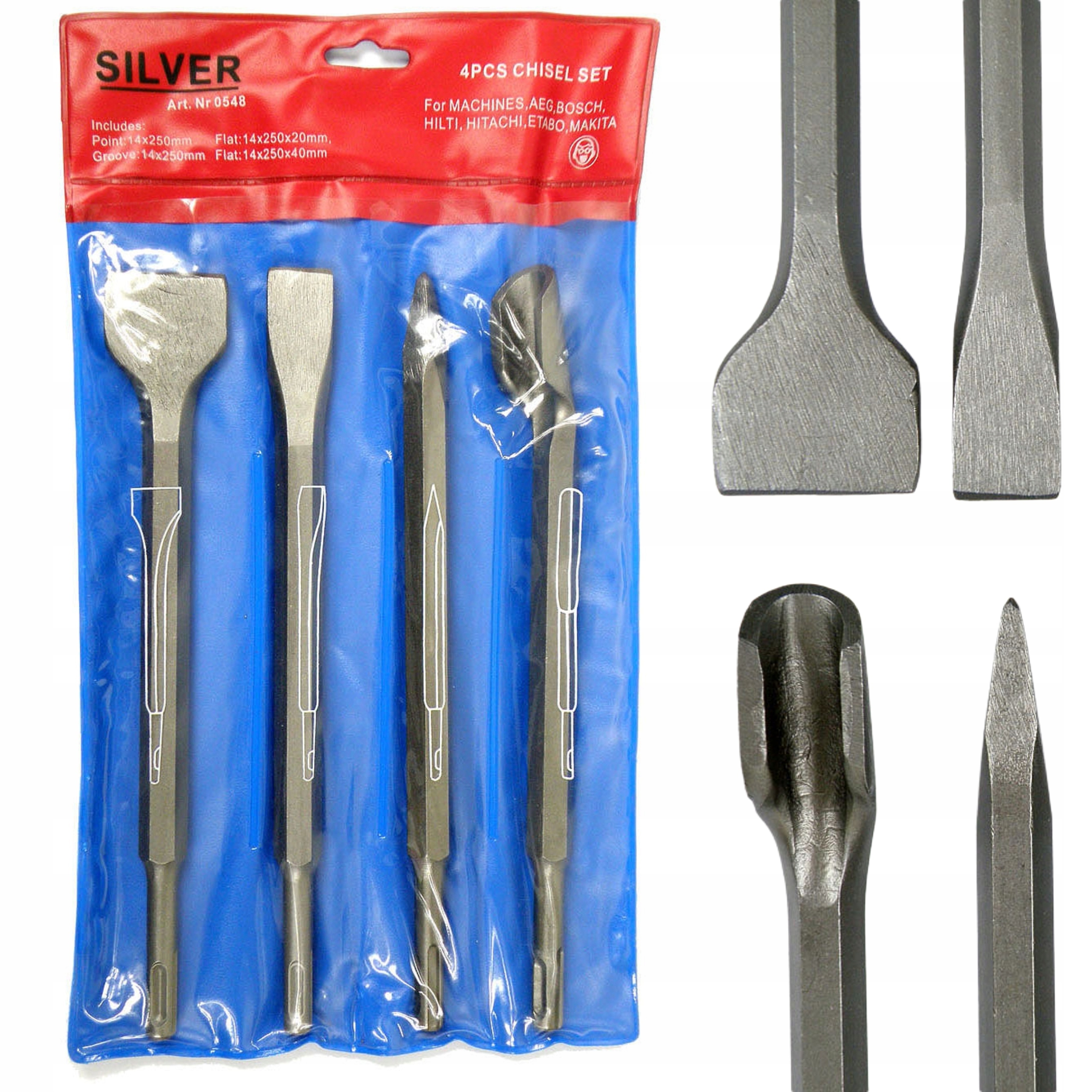 ZESTAW DŁUT DŁUTA DO BETONU DŁUTO SDS PLUS 4 SZT KOMPLET (5907589360646 ... ZESTAW DŁUT DŁUTA DO BETONU DŁUTO SDS PLUS 4 SZT KOMPLET (5907589360646 ...