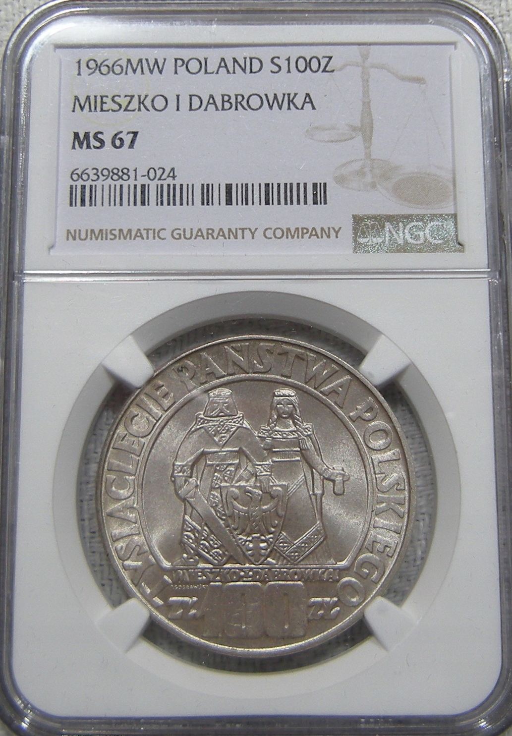 100 ZŁ. MIESZKO I DĄBRÓWKA - 1966 - GRADING NGC MS67 - PRZEPIĘKNA MONETA • Cena, Opinie ...