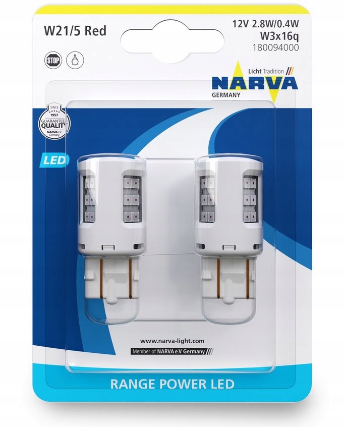 Żarówki NARVA 12V W21/5 RED 2.8W/0,4W LED 4013790011152 za 59.99PLN z ...