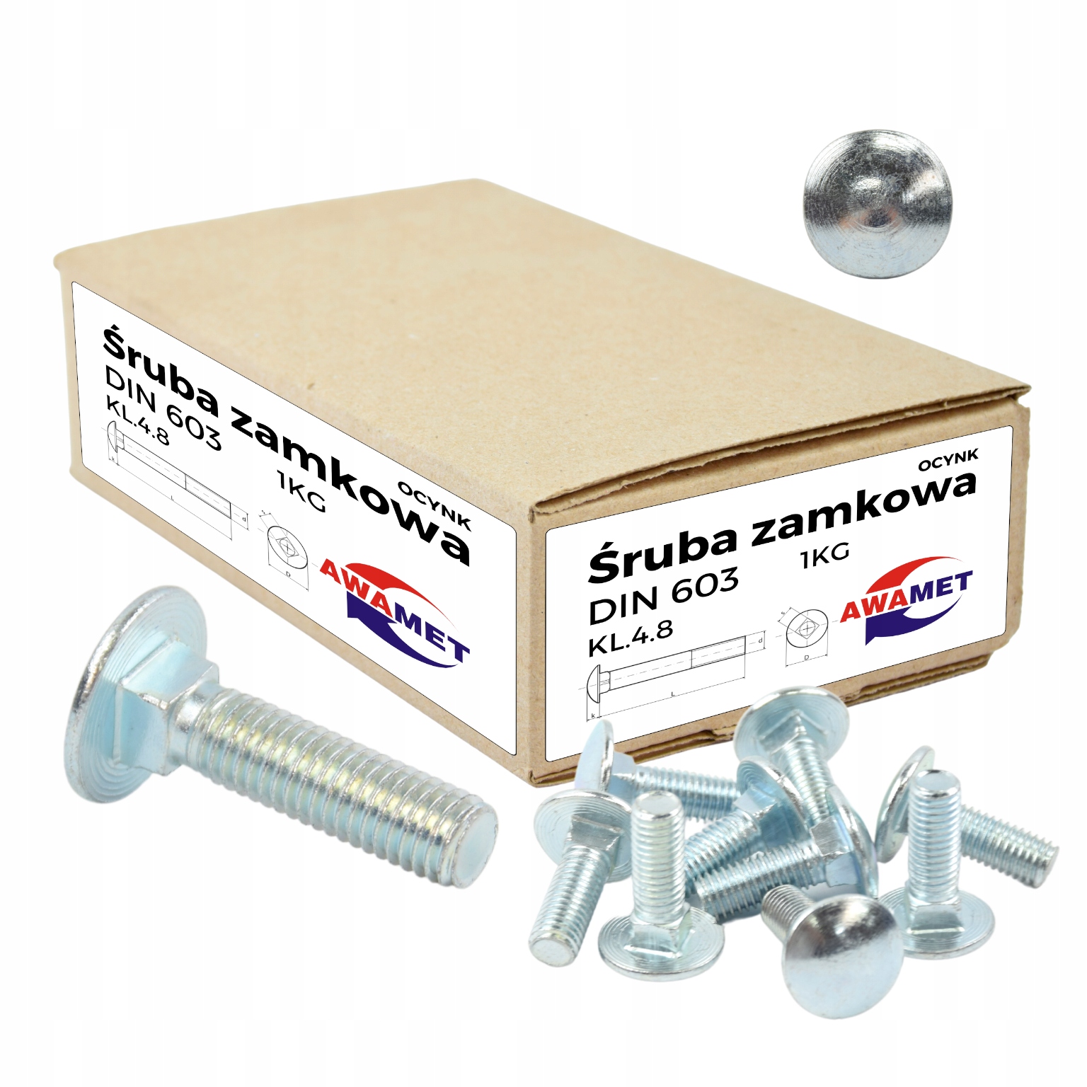 ŚRUBA ZAMKOWA M8X20 DIN 603 GRZYBKOWA OCYNK 1 Kg. (ŚZ M8X20) • Cena, Opinie • Śruby, nakrętki ...
