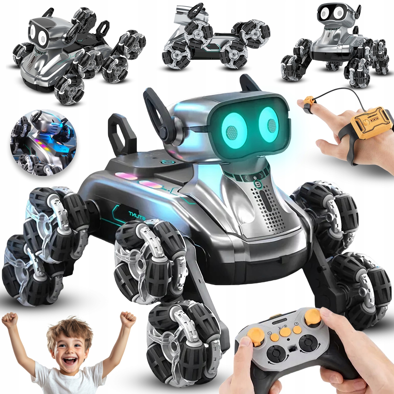 Robot pies na pilota i gesty zdalnie sterowany interaktywny 8 kół ...