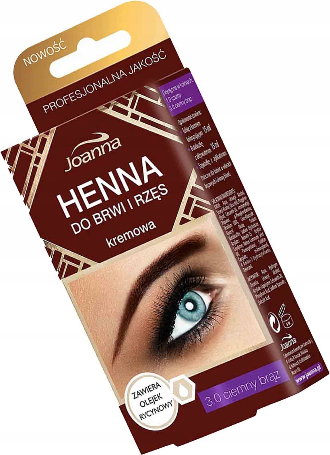 JOANNA HENNA DO BRWI I RZĘS KREM CIEMNY BRĄZ (5901018015893) • Cena ...
