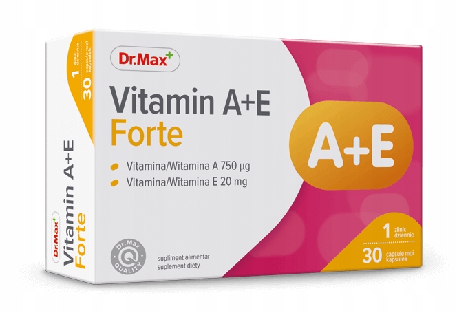 Vitamin A+E Forte Dr.Max 30 kaps. (8595566412104) • Cena, Opinie • Skóra, włosy, paznokcie ...