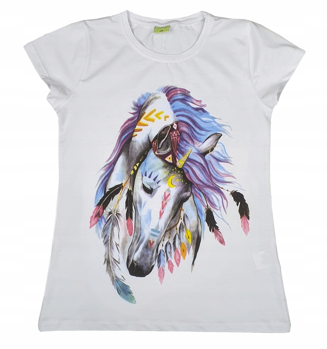 Biała BLUZKA nadruk KOŃ brokat BOHO 128 CK135 • Cena, Opinie • Bluzki ...