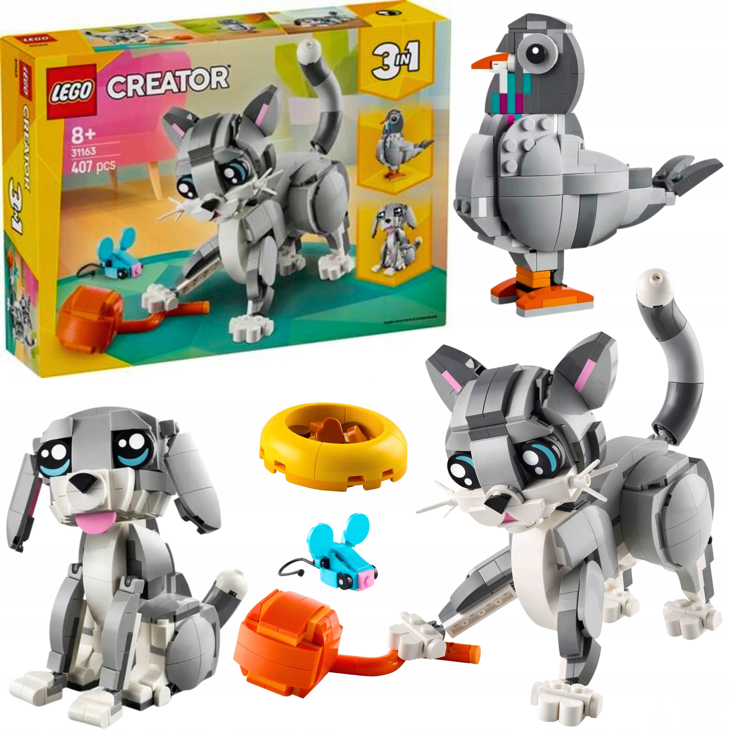 LEGO Creator 3w1 PSOTNY KOT 31163 KLOCKI LEGO RUCHOMY KOTEK - PIES ...
