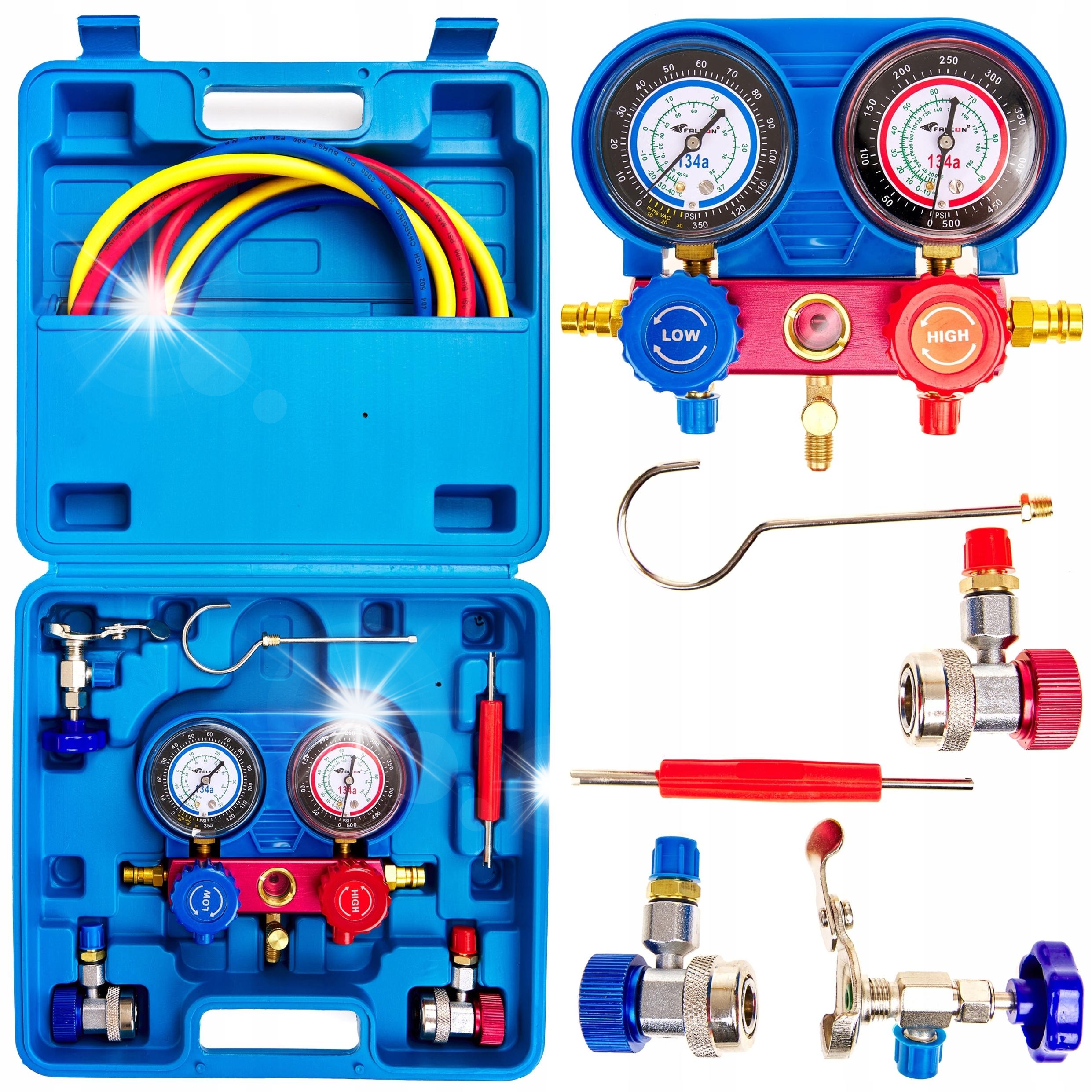 TESTER NAPEŁNIANIA MIERNIK KLIMATYZACJI MANOMETRY AZOT HYDROGEN R134a ...