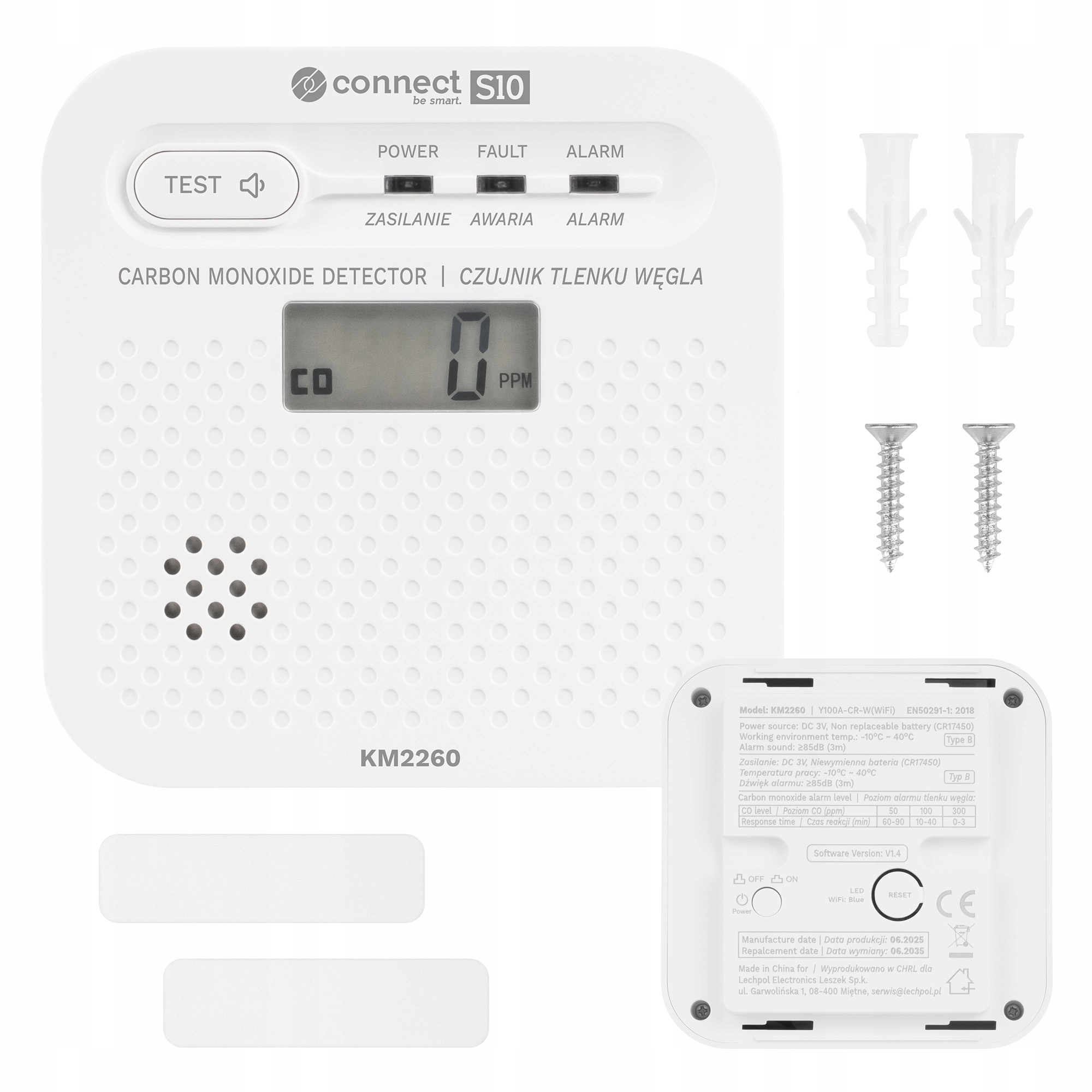 Czujnik czadu tlenku węgla Kruger&Matz Connect S10 detektor alarm ...