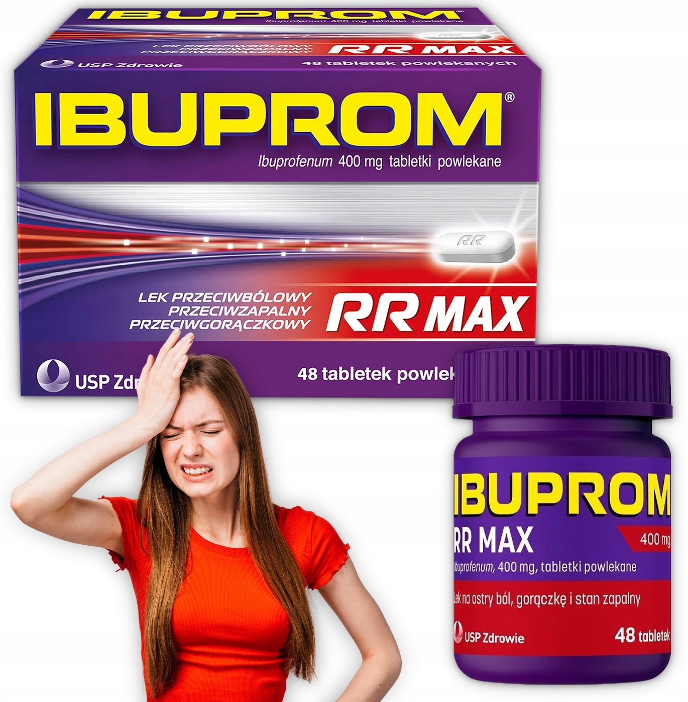 IBUPROM RR Max Ibuprofen 400 mg Ból 48 tabletek (5907377139539) • Cena ...