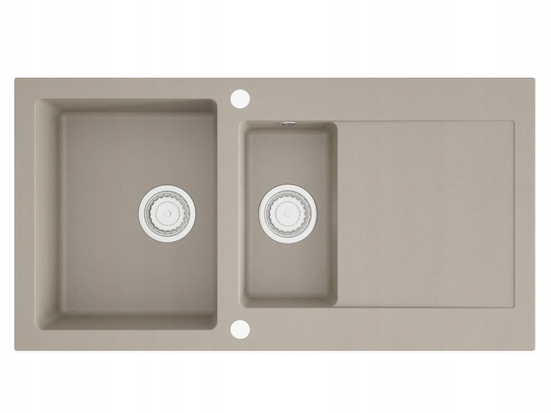 GRANITOVÝ DŘEZ DVOUKOMOROVÝ, PŮLKOMOROVÝ, SVĚTLE BÉŽOVÝ, SIFON za 3999.00CZK - Allegro