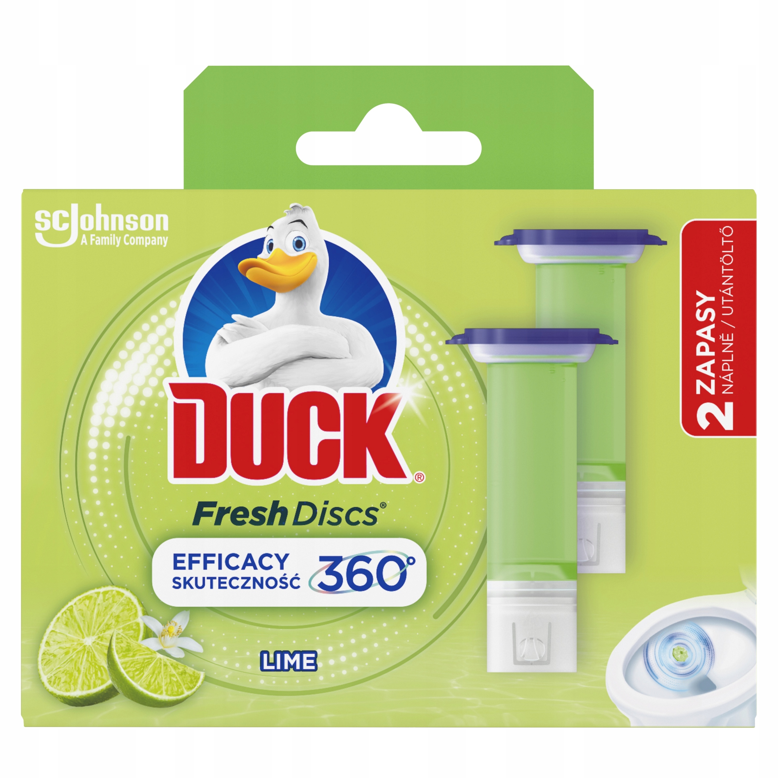 DUCK PODWÓJNY ZAPAS KRĄŻKÓW ŻELOWYCH DO WC FRESH DISCS 2X36ML LIMONKOWE ...