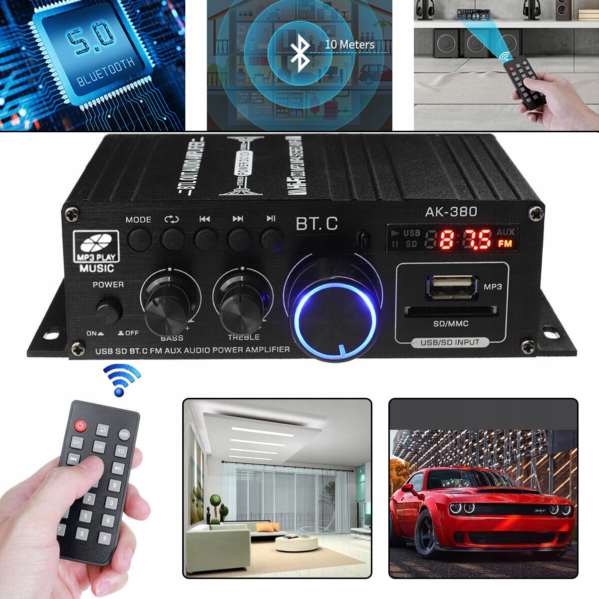 MINI WZMACNIACZ, WZMACNIACZ HIFI BLUETOOTH DO DOMU - Sklep, Opinie, Cena w Allegro.pl