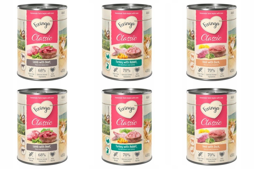 Feringa Classic 6x400g BEZ ZBÓŻ 70% MIĘSA (4062911018211) • Cena ...