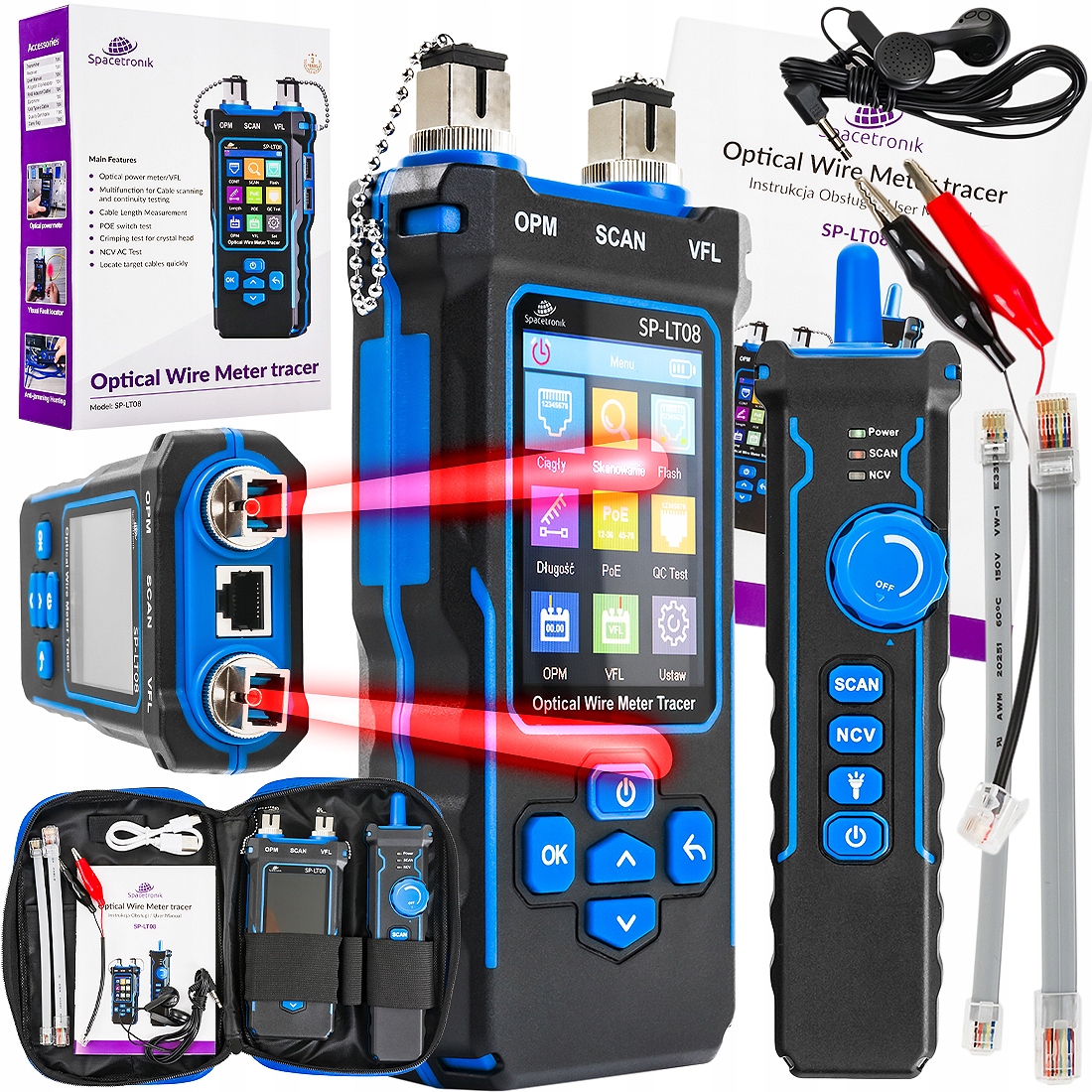 Tester optických vláken LAN POE OPM VFL Spacetronik SP-LT08 síťových ...