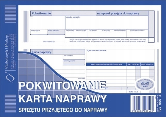KARTA NAPRAWY SPRZĘTU PRZYJĘTEGO DO NAPRAWY A5 (5906858003420) • Cena ... KARTA NAPRAWY SPRZĘTU PRZYJĘTEGO DO NAPRAWY A5 (5906858003420) • Cena ...