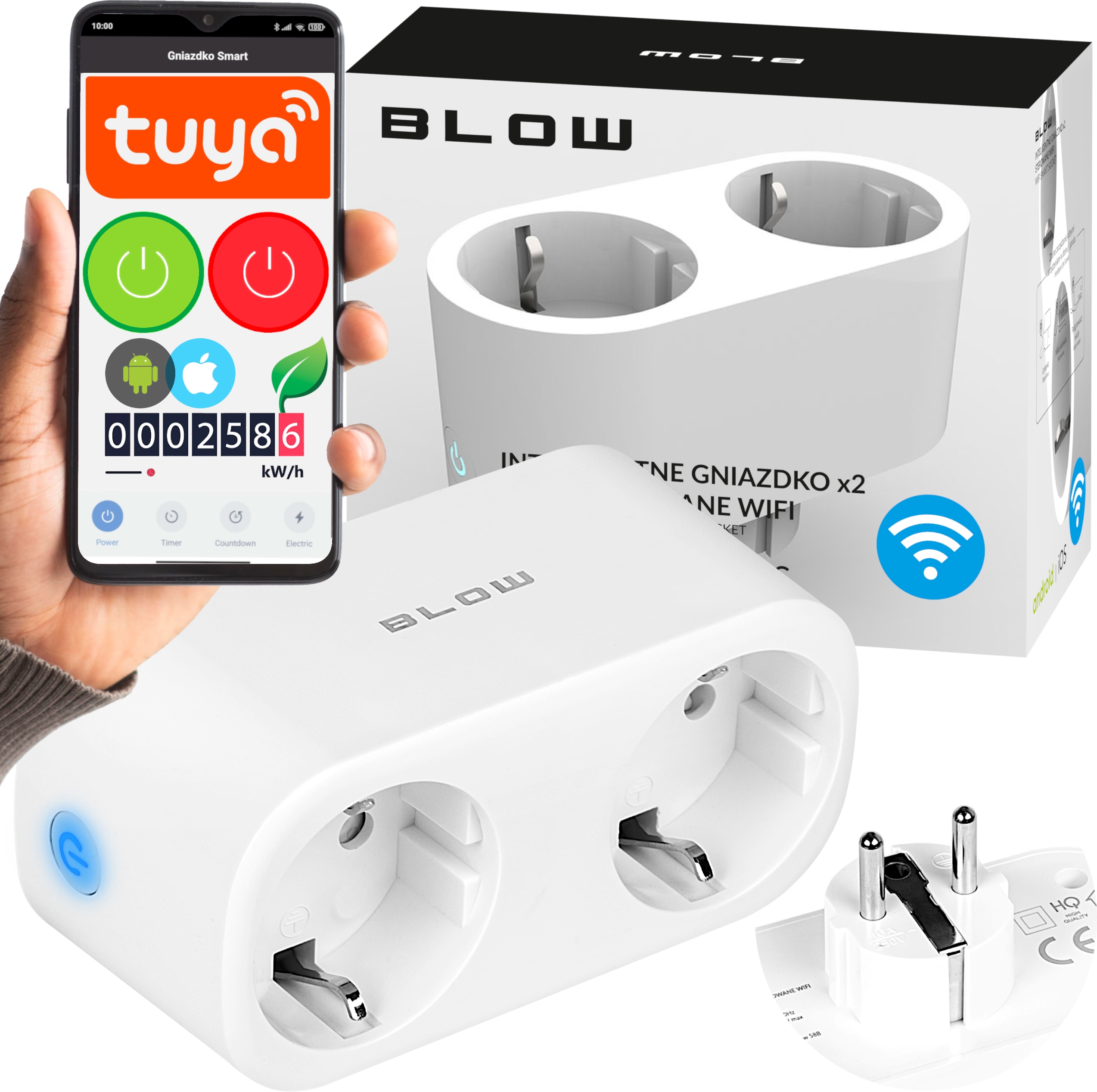 GNIAZDKO PODWÓJNE WiFi INTELIGENTNE SMART TUYA WATOMIERZ PROGRAMATOR 16A (5900804126799) • Cena ...