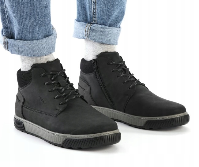 RIEKER TRZEWIKI MĘSKIE Z OCIEPLENIEM CZARNE 45 JOB • Cena, Opinie ...