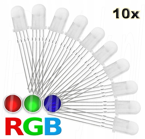 10x RGB LED 5mm Diffused Wspólna Katoda (-) Dioda - Sklep, Opinie, Cena ...