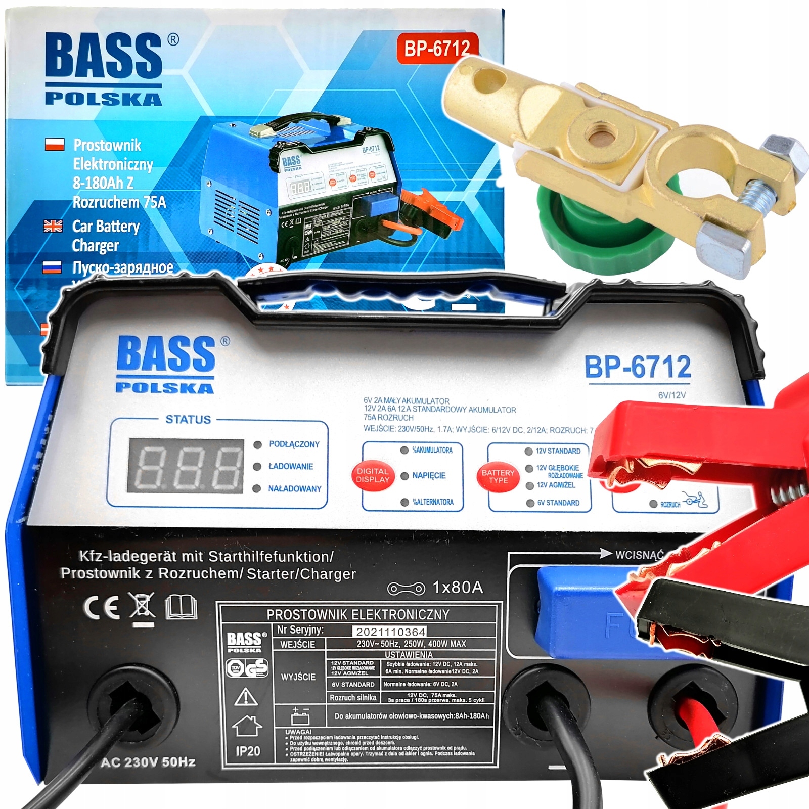 SAMOCHODOWY PROSTOWNIK AUTOMATYCZNY 6V 12V Z ROZRUCHEM AGM GEL BOOSTER ...