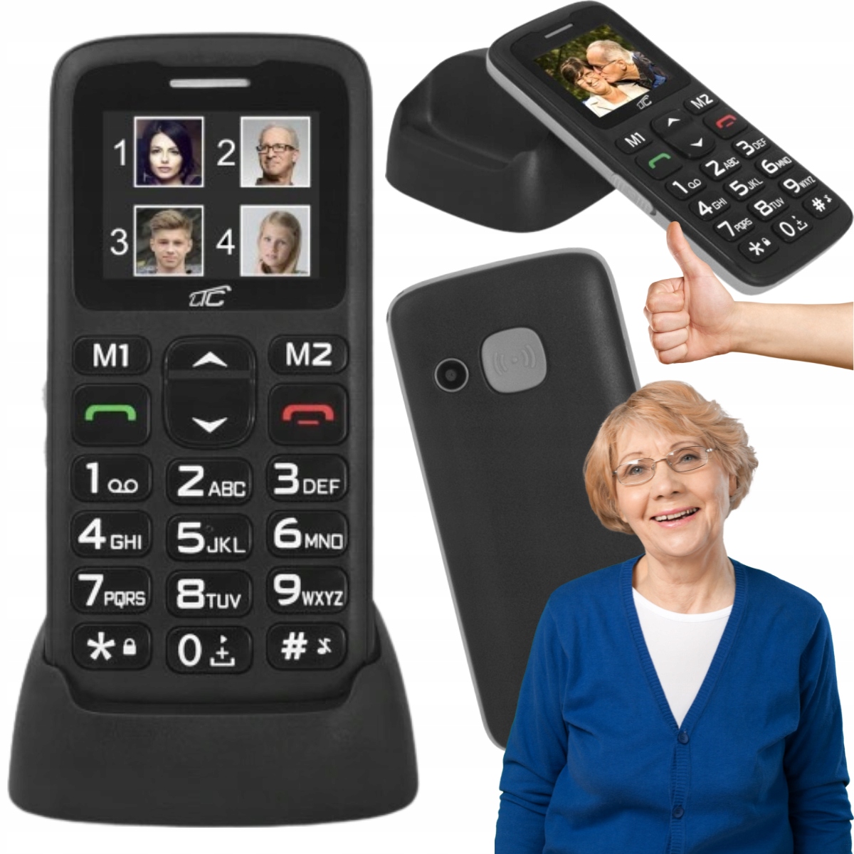 PROSTY TELEFON DLA SENIORA GŁOŚNY Z DUŻYM WYŚWIETLACZEM SOS SMARTFON ...