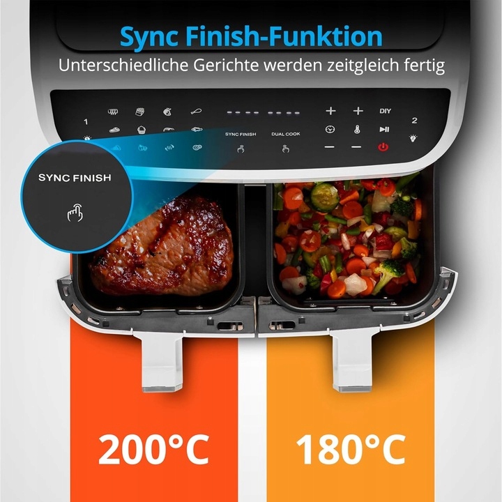 Frytownica AIR FRYER XXL 8,7L DUAL 2600W 2 komory,10 Prog Frytownica AIR FRYER XXL 8,7L DUAL 2600W 2 komory,10 Prog