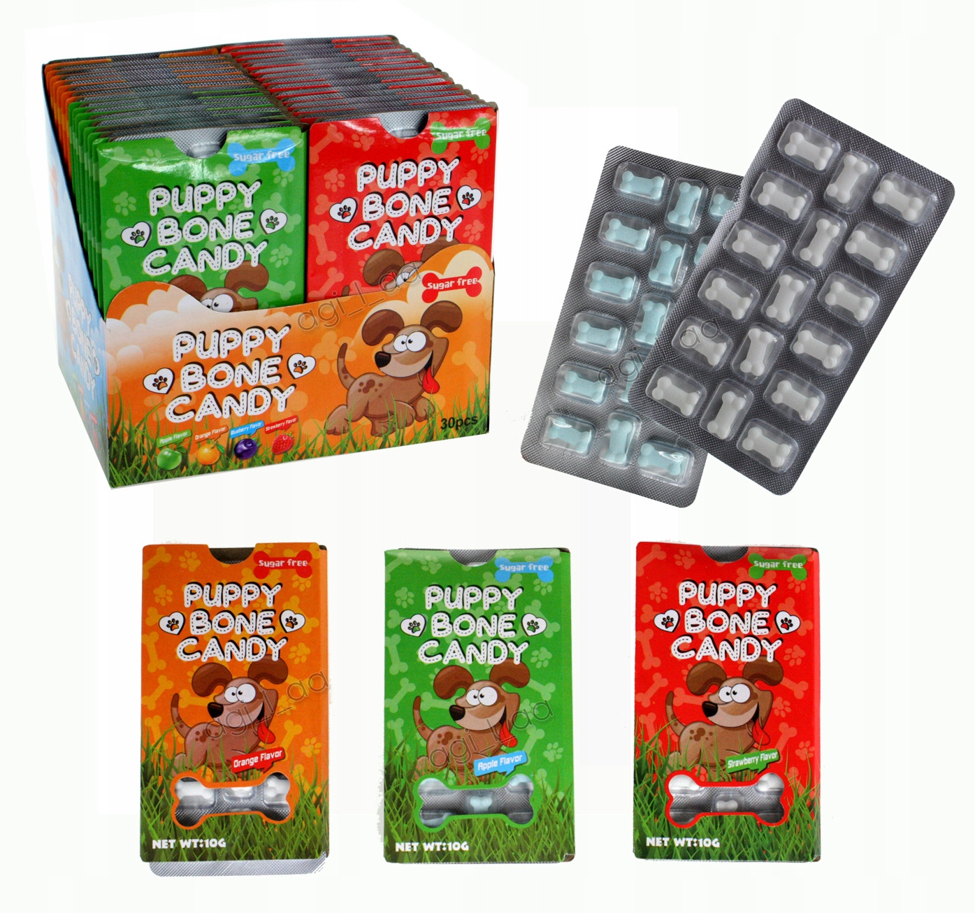 Cukierki PUDROWE W BLISTRZE PUPPY BONE CANDY 30 SZT. BEZ CUKRU ...