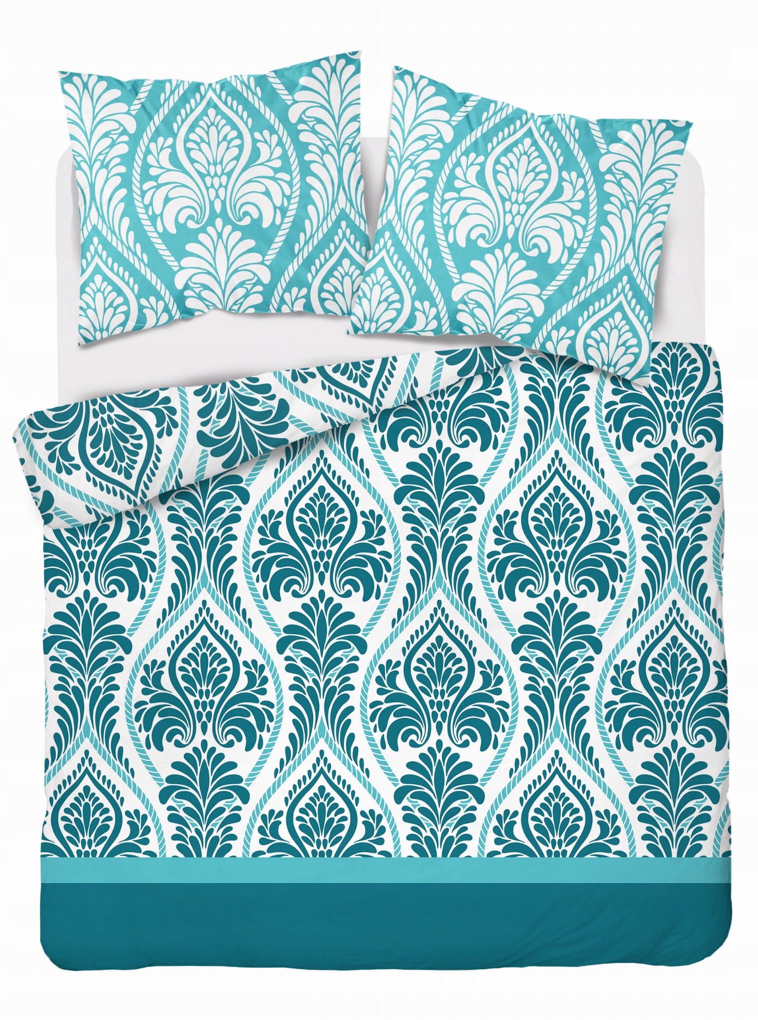 POŚCIEL FLANELOWA 220x200 TURKUSOWE WZORY 4142A (4142A 220) • Cena ...