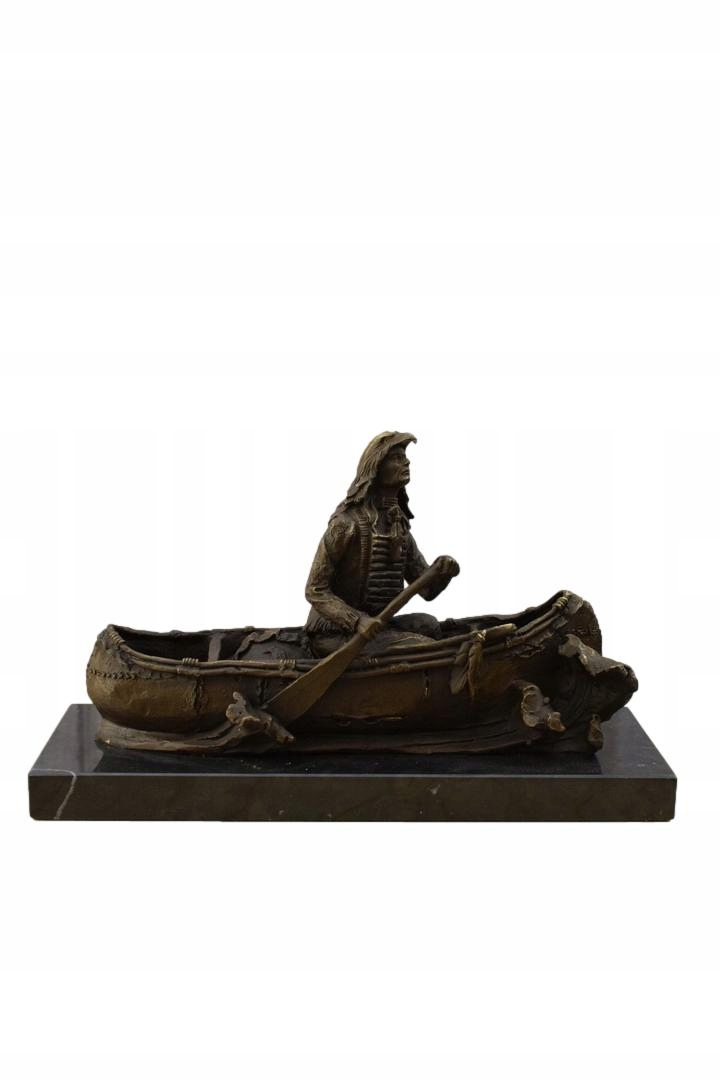 INDIANIN APACZ NA ŁODZI - FIGURA Z BRĄZU - RZEŹBA • Cena, Opinie • Rzeźba 13740895266 • Allegro