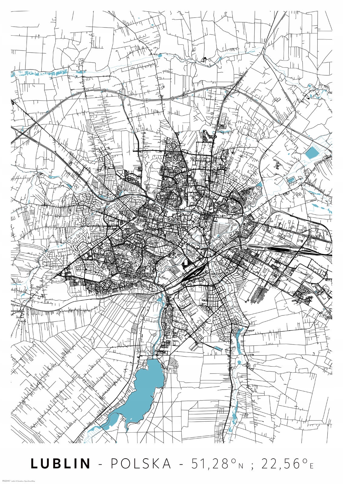Lublin Mapa města – plakát A2 42x59,4 cm za 104.00CZK - Allegro
